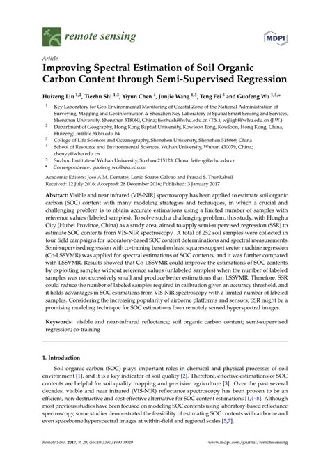 Pdf Improving Spectral Estimation Of Soil Organic Carbon Content