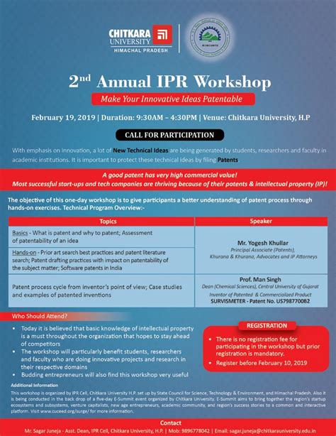 2nd Annual Ipr Workshop Chitkara University Himachal Pradesh