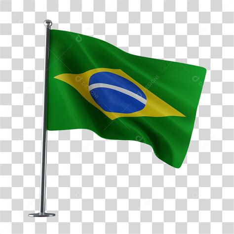 Elementos 3D Bandeira do Brasil Para Composição PNG Transparente Sem