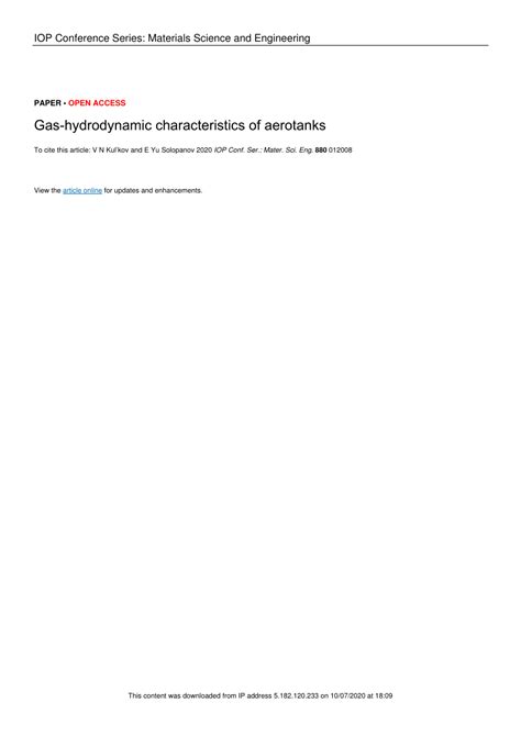 Pdf Gas Hydrodynamic Characteristics Of Aerotanks