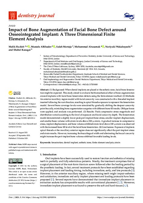 Pdf Impact Of Bone Augmentation Of Facial Bone Defect Around