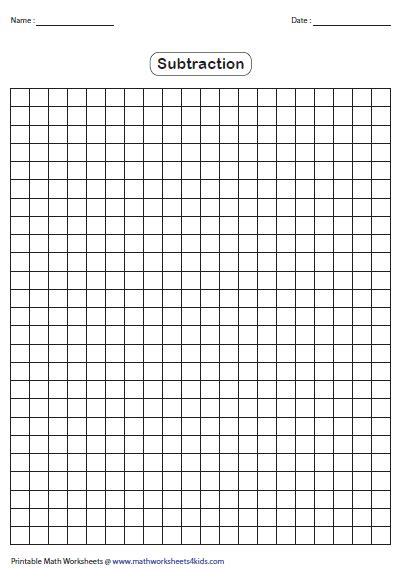 Grid Subtraction Worksheets Grid Subtraction Worksheets