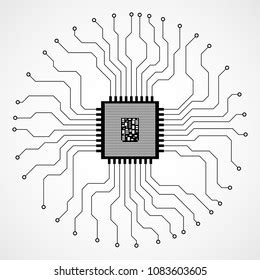 Cpu Microprocessor Microchip Circuit Board Vector Stock Vector Royalty Free