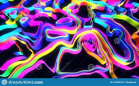 Abstract Bg With Multicolor Lines Or Ribbons Forming Curl Noise On