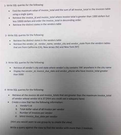 Solved Write SQL Queries For The Following Find The Chegg Com