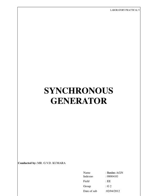Analysis Of The Performance Characteristics Of A Synchronous Generator Through Laboratory
