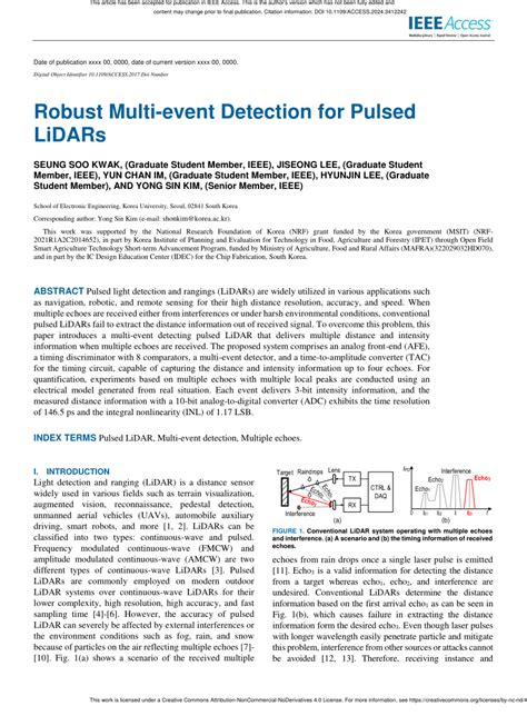 Pdf Robust Multi Event Detection For Pulsed Lidars