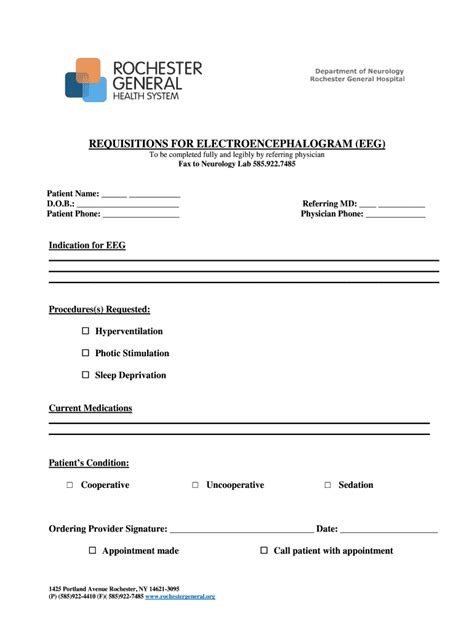 Fillable Online Rochestergeneral REQUISITIONS FOR ELECTROENCEPHALOGRAM EEG Rochestergeneral