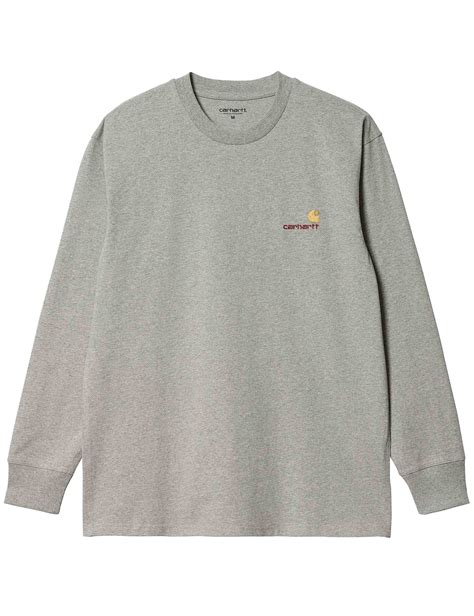 Carhartt Wip American Script Long Sleeve Tee Grey Heather Clothing