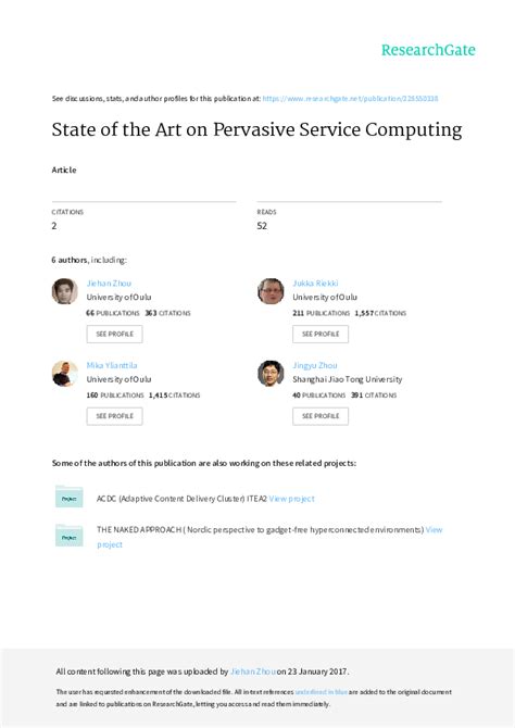 Pdf State Of The Art On Pervasive Service Computing