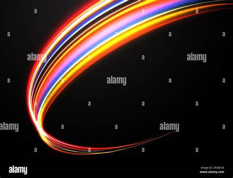 Abstract Color Speed Light Curve On Black Design Modern Futuristic Technology Background Vector