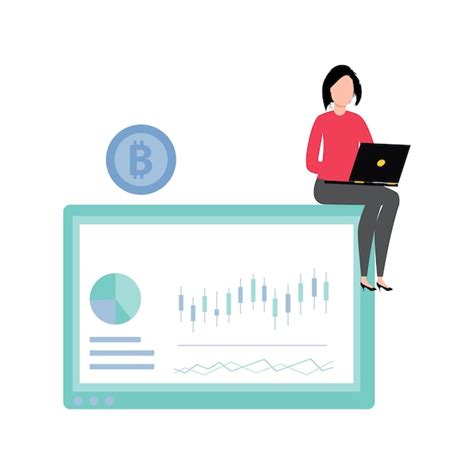 Premium Vector The Girl Is Working On Bitcoin Analytics