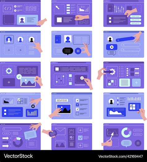Hands Ui Programming Designers Creating App Vector Image