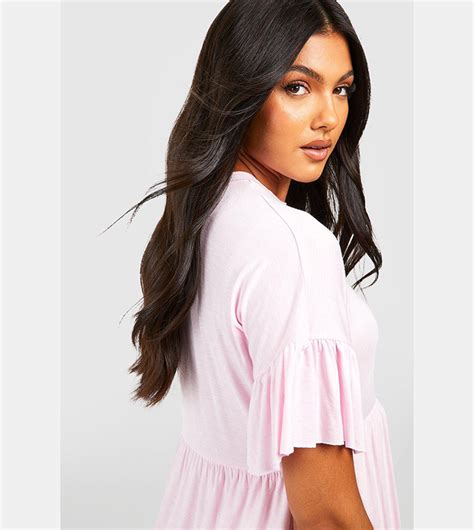 Buy Boohoo Maternity Frill Sleeves Smock Mini Dress In Pink 6thstreet