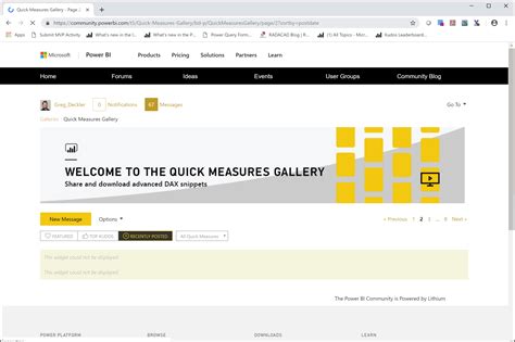 Pagination Controls On Quick Measures Gallery Are Microsoft