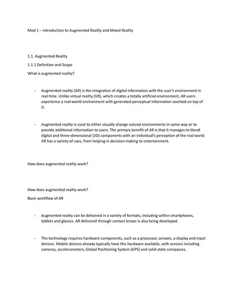 Mod 1 Arvr Arvr It Mod 1 Introduction To Augmented Reality And
