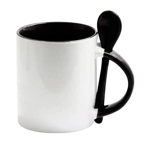 Caneca Reta Colher Interior e Alça Preta Tecken