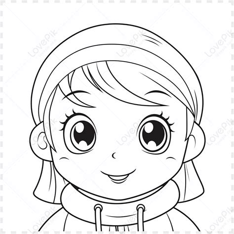 스카프를 두른 소녀 색칠하기공장머리카락소음 없음 Png 일러스트 무료 다운로드 Lovepik