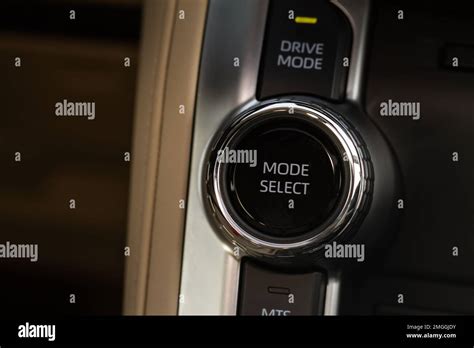 Drive Selector Button Car Interior Offroad Drive Controller Closeup View Wheel Drive