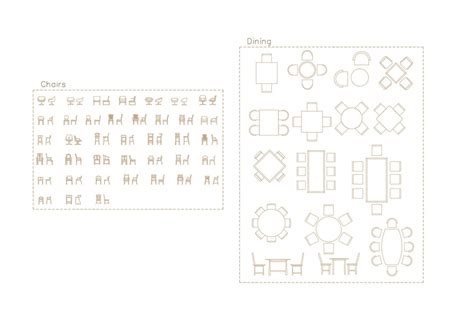Premium Autocad Furniture Library 60 Chair And Dining Table Blocks Etsy