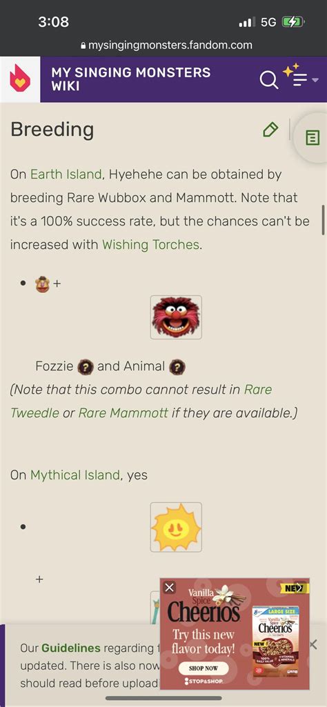 I Was Looking Up How The Breed A Hyehehe On The My Singing Monsters