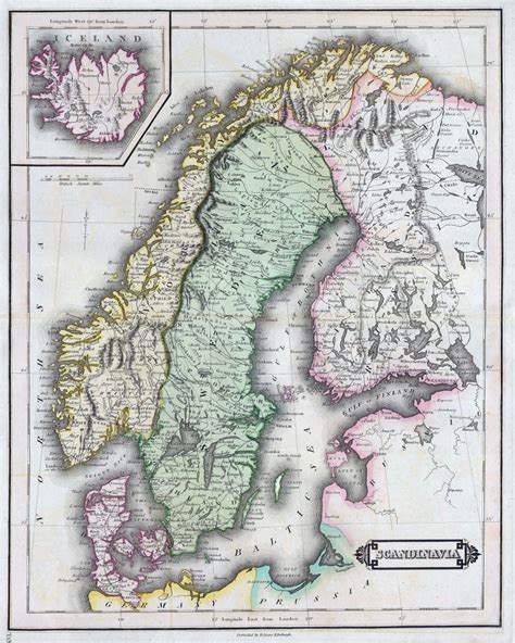 Large Detailed Old Map Of Scandinavia 1840 Baltic And Scandinavia