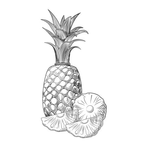 菠蘿水果素描切片鳳梨 簡畫 可口 矢量向量向量圖案素材免費下載，png，eps和ai素材下載 Pngtree