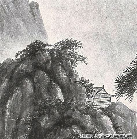 陶冷月国画作品 幽谷奇峰图 高清下载 名画油画网