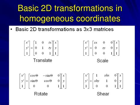 Ppt Transformation Of Objects 2d Transformations 3d Transformations Matrix Representation