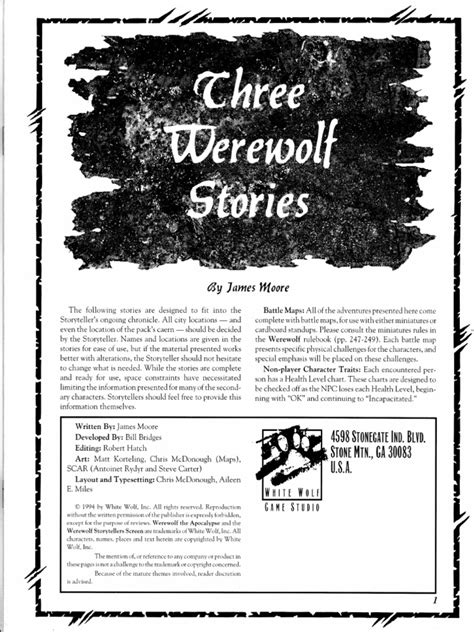 Werewolf Beginning Adventure Pdf