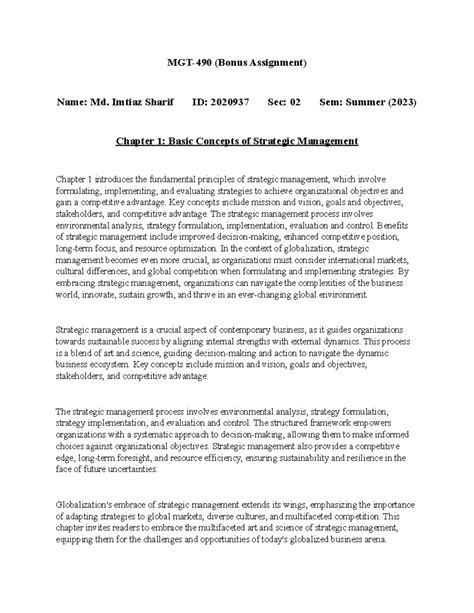 Mgt 490 Bonus Assignment Mgt 490 Bonus Assignment Name Md