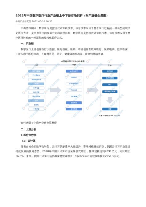 2022年中国数字医疗行业产业链上中下游市场剖析（附产业链全景图）