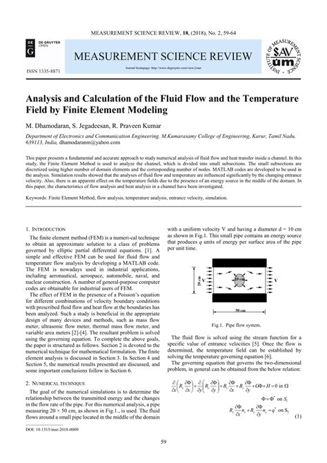pdf analysis and calculation of the fluid flow and the temperature