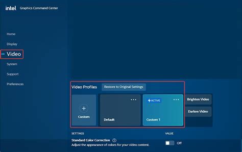Intel Graphics Command Center Settings Explanation