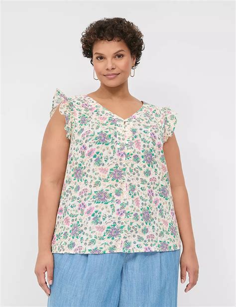 Casual Classic Cap Sleeve Flutter V Lanebryant