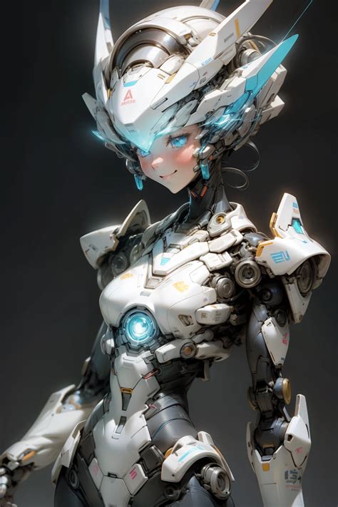 로봇의 미래적인 머리와 몸통을 클로즈업한 모습 Seaart Ai