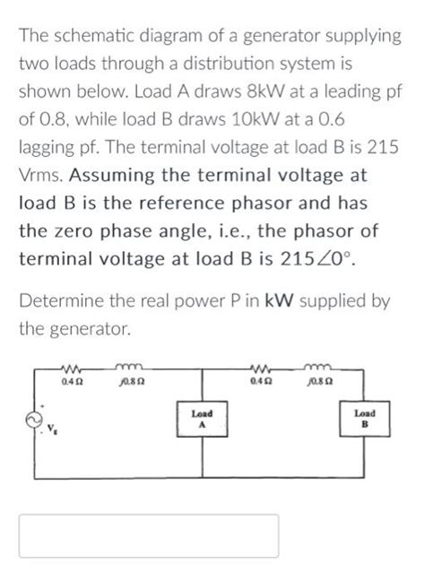 Solved Q 3) The schematic diagram of a generator supplying | Chegg.com