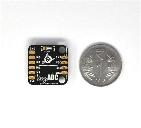 protocentral tinyadc tla2024 12 bit delta sigma adc breakout board