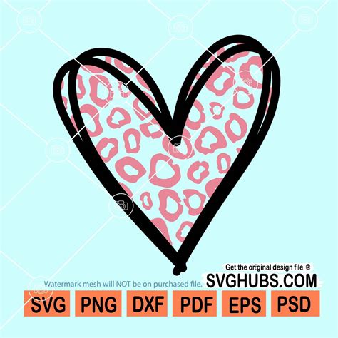 Leopard Print Heart Svg Leopard Heart Svg Heart Leopard Print Svg