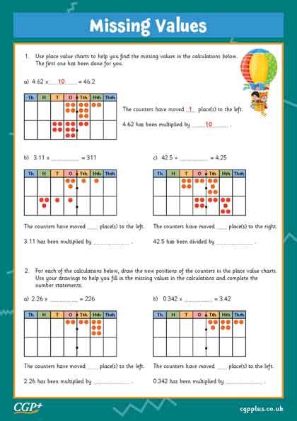 Multiply And Divide Decimals — Missing Values Foundation Year 5