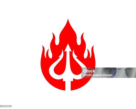 불 불꽃 로고 내부의 악마 삼지창 악마에 대한 스톡 벡터 아트 및 기타 이미지 악마 지옥 0명 Istock
