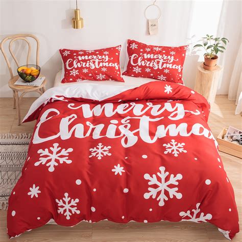 Move Over Red Christmas Bedding Sets King Snowflake Duvet Cover Set