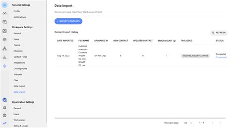 Workspace Settings Data Import Respond Io Help Center