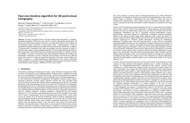 Fast Non Iterative Algorithm For 3D Point Cloud Holography Papers