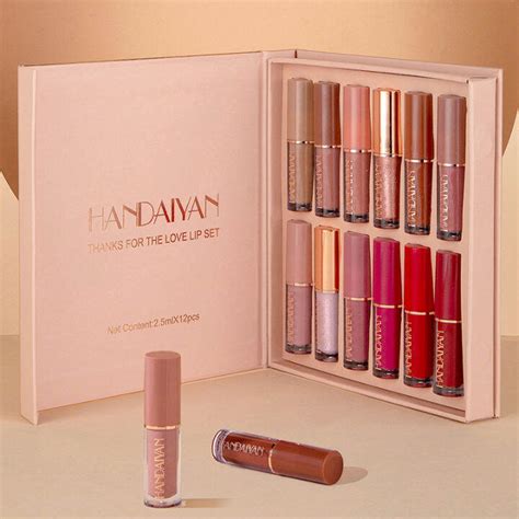 12 Color Liquid Lipstick Set Matte Waterproof Lip Gloss Nude Color