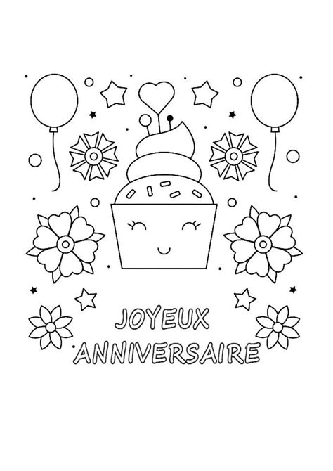 Coloriage Joyeux Anniversaire Avec Cupcake Télécharger Et Imprimer Gratuit Sur Coloriageenfantcom