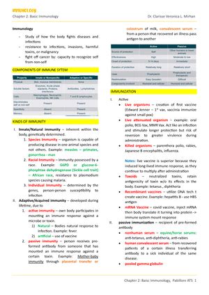 Notes Immunology CH Innate Inflammation IMMUNOLOGY Feb Edelyn Mae O