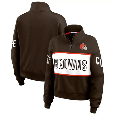 Womens Wear By Erin Andrews Brown Cleveland Browns Quarter Zip Jacket