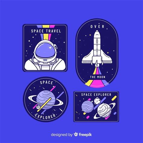 Space Theme Sticker Collection Free Vector