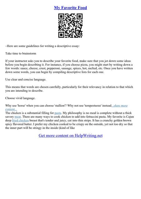 My Favorite Food Essay Pdf